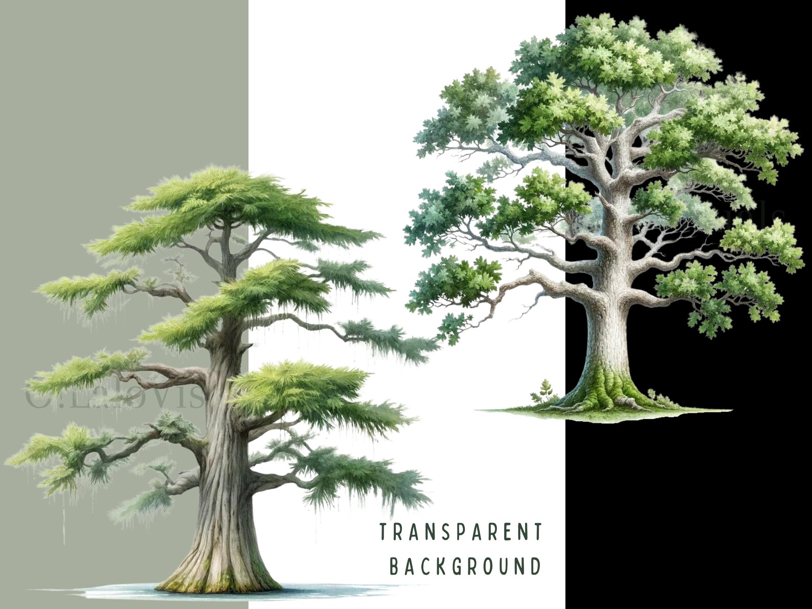 Set of 10 Watercolor Forest Tree Clipart, Pine Tree Png, Woodland Tree ...