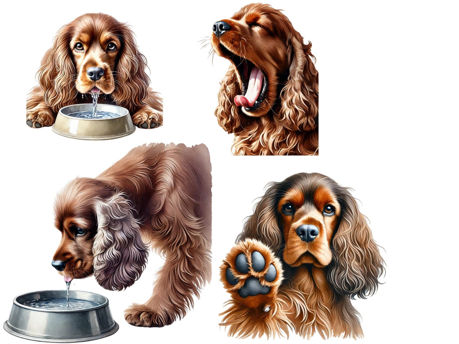 English Cocker Spaniel Clipart: Watercolor PNG Images (digital Download ...