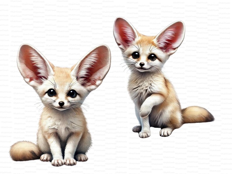 Watercolor Fennec Fox Clipart Bundle: 14 PNG Files (digital Download ...