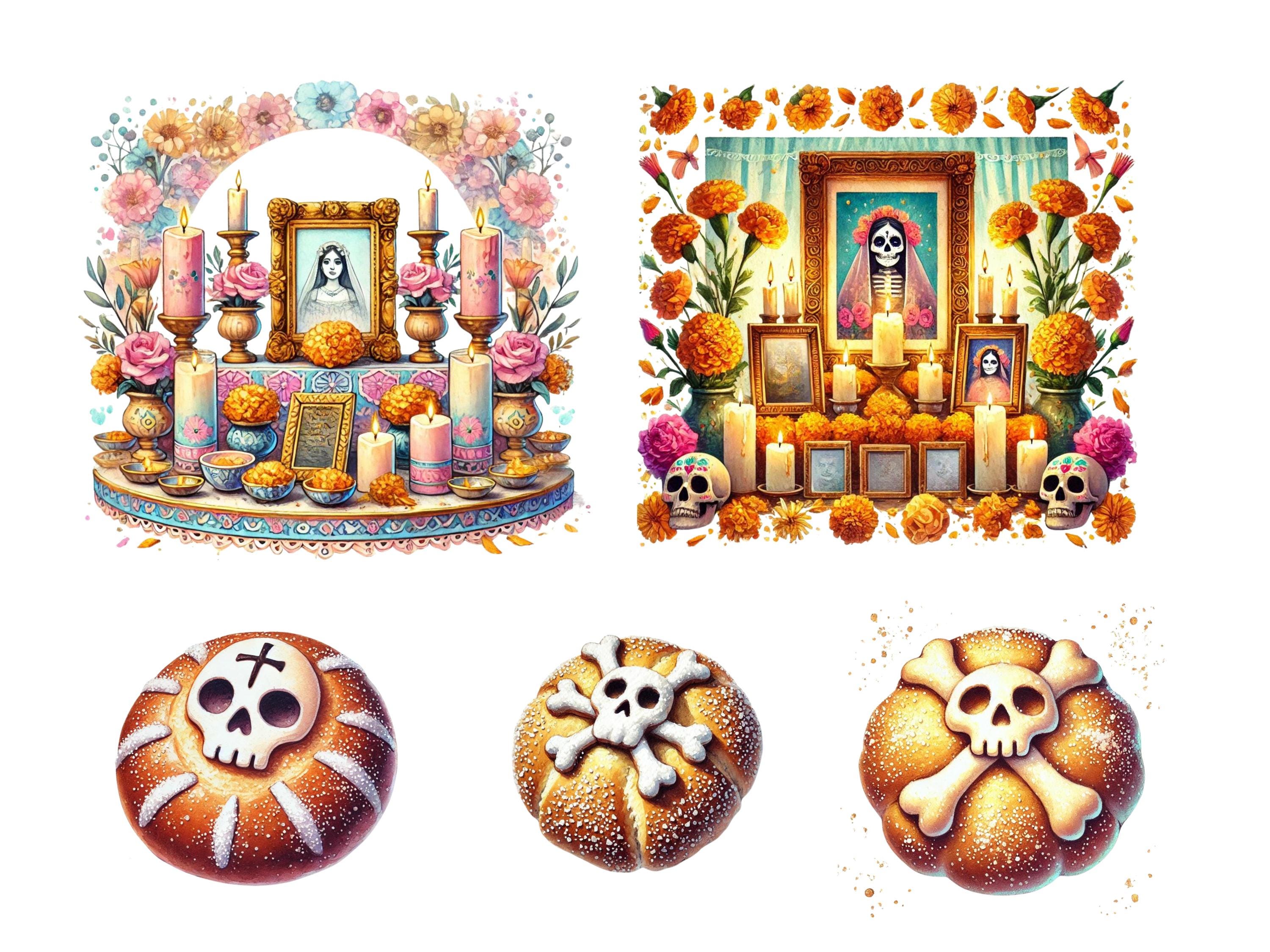 Watercolor Day of the Dead Clipart, Dia De Muertos Clip Art, Mexican ...