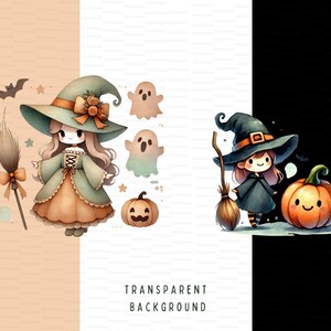 Watercolor Cute Halloween Clipart Bundle, Witches Clip Art, Pumpkin ...