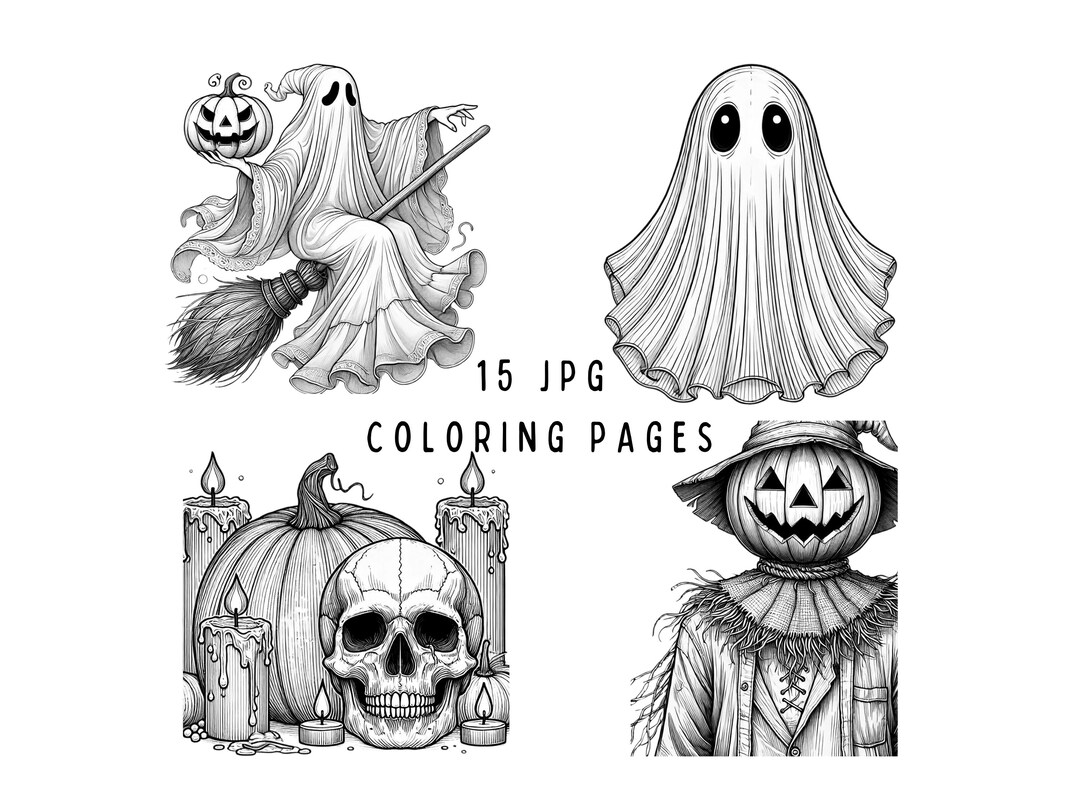 Spooky Hygge Coloring Pages | 15 Halloween Pages | High Quality Instant ...