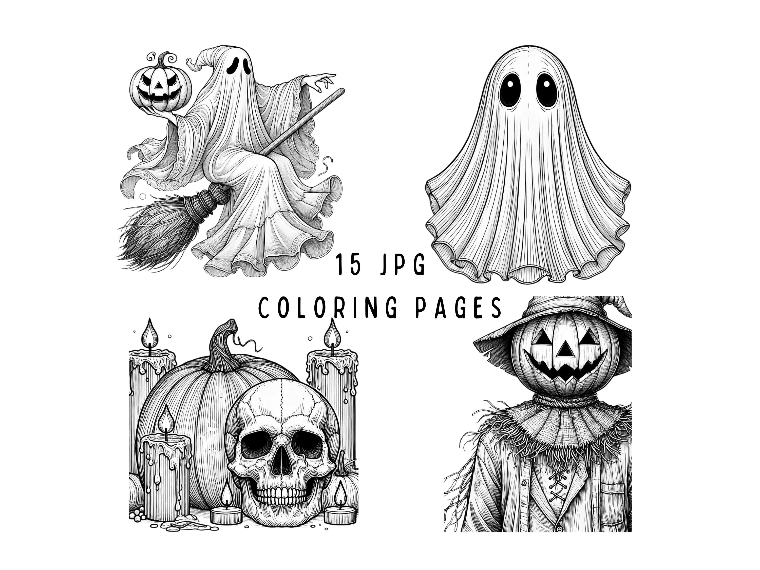 Halloween Coloring Pages: 15 Spooky Designs (PDF Download) - Etsy