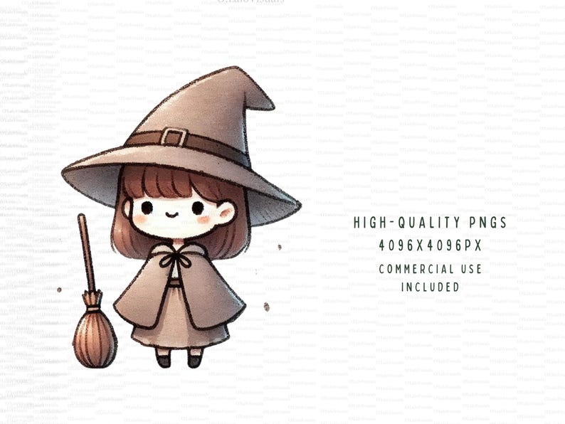 Watercolor Cute Halloween Clipart Bundle, Witches Clip Art, Pumpkin ...
