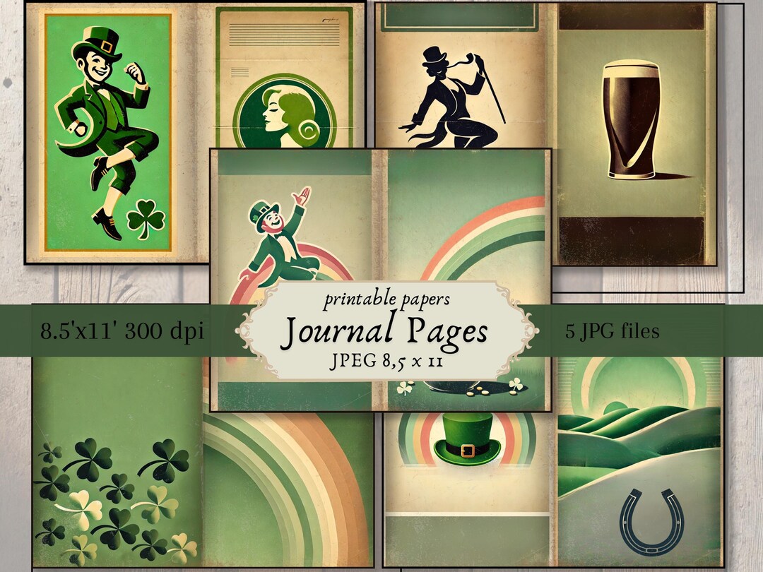 Irish Junk Journal Ephemera Kit, St Patrick Day Scrapbook Papers Set ...