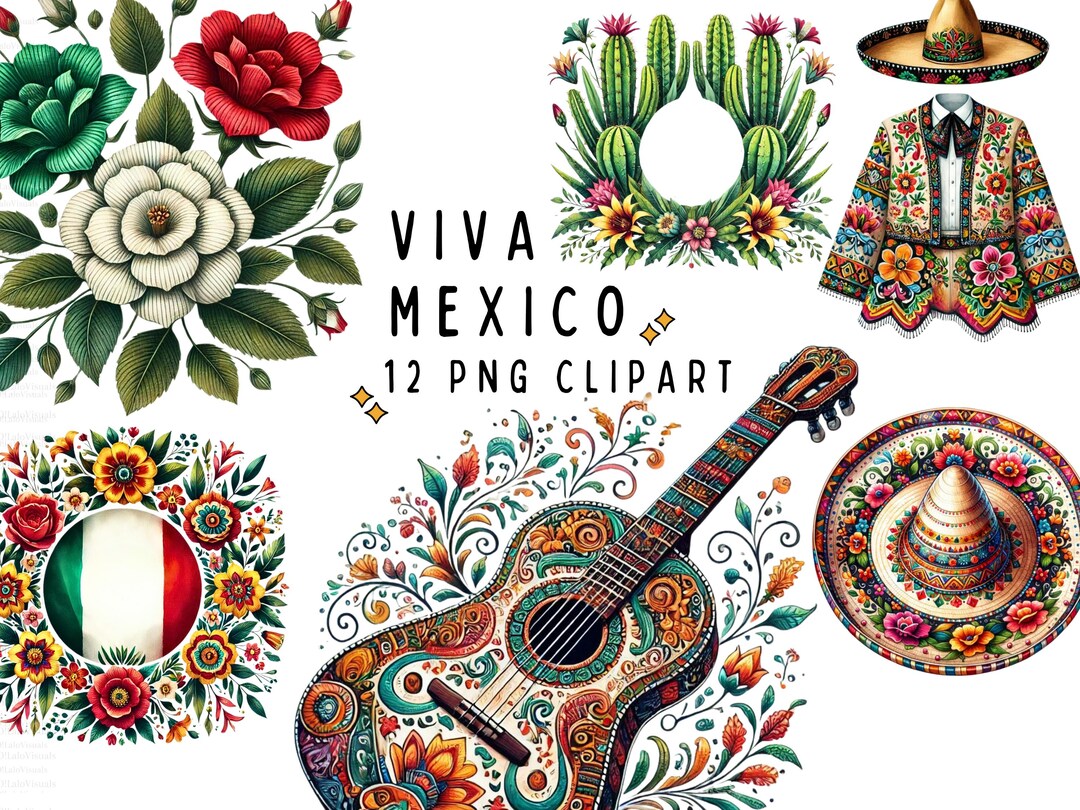 Watercolor Viva Mexico Clipart Bundle: Mexican Independence Day ...