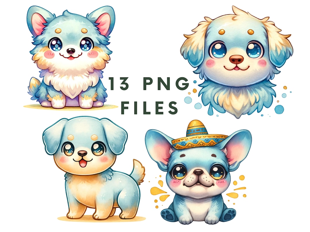Pastel Kawaii Dog Clipart Cute Stickers Dogs Kawaii Digital Download ...