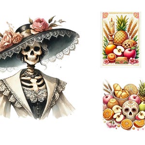 Watercolor Day of the Dead Clipart, Dia De Muertos Clip Art, Mexican ...