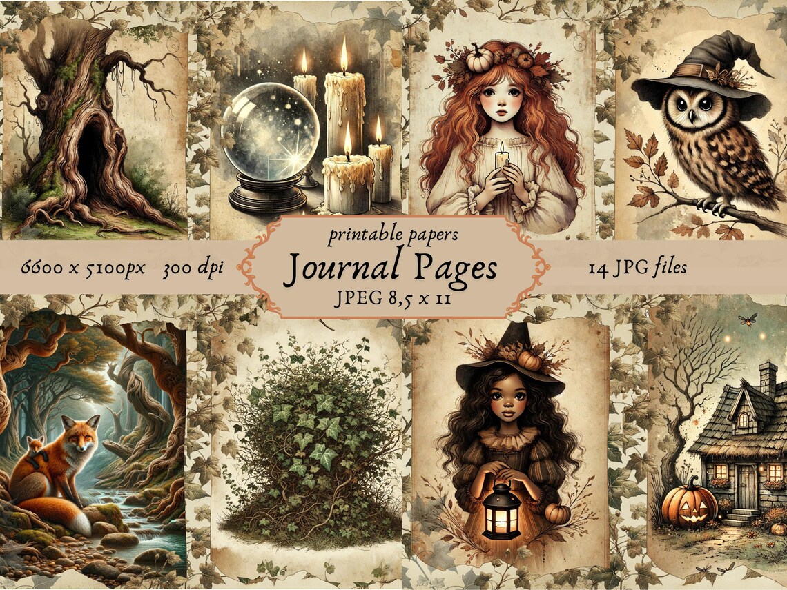 Halloween Watercolor Journal Kit: Spooky Ephemera Paper Pack (digital ...