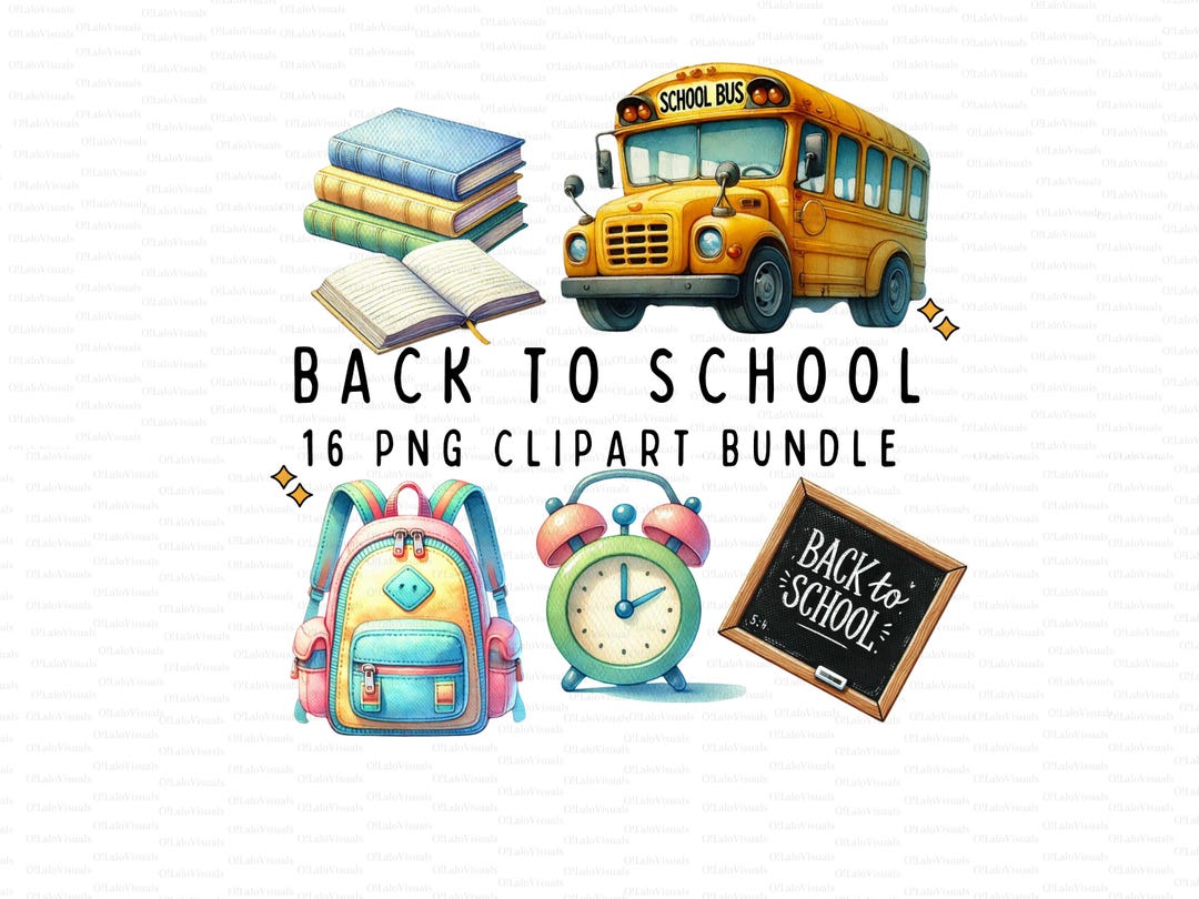 Back to School Clipart Bundle Printable | 10 High-quality PNG Files ...
