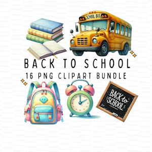 Back to School Clipart Bundle Printable | 10 High-quality PNG Files ...