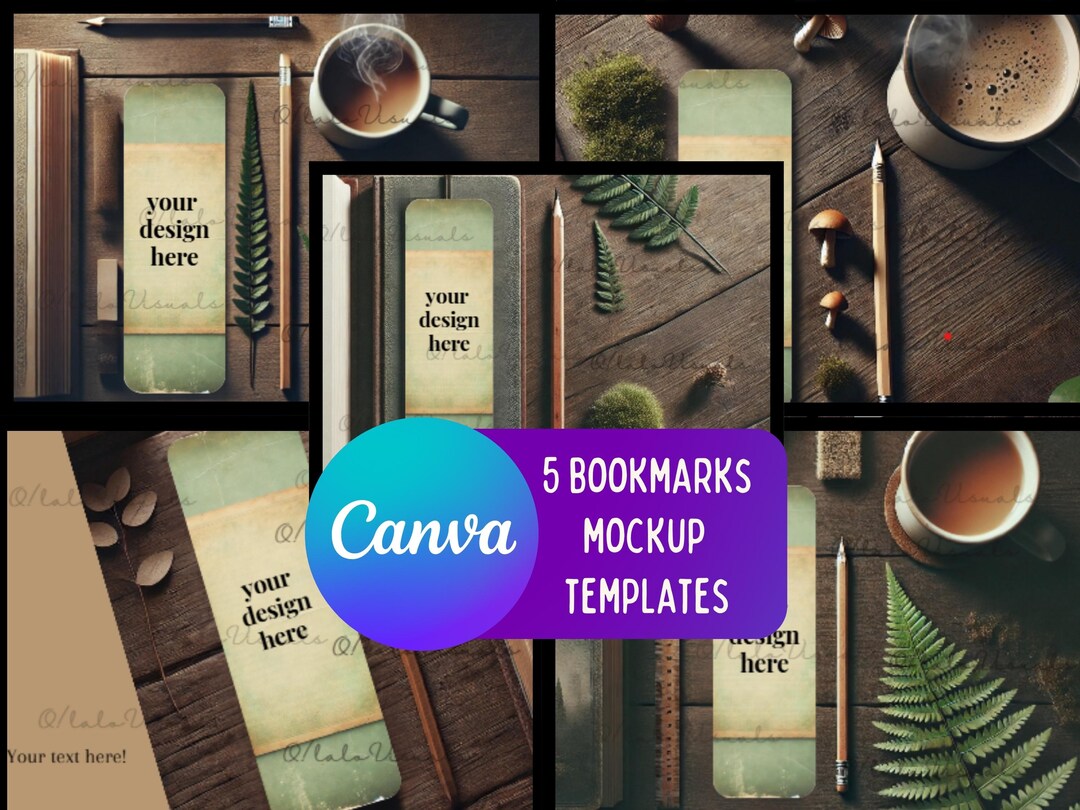 Canva Digital Bookmark Mockups for Etsy Seller, Drag and Drop Templates ...
