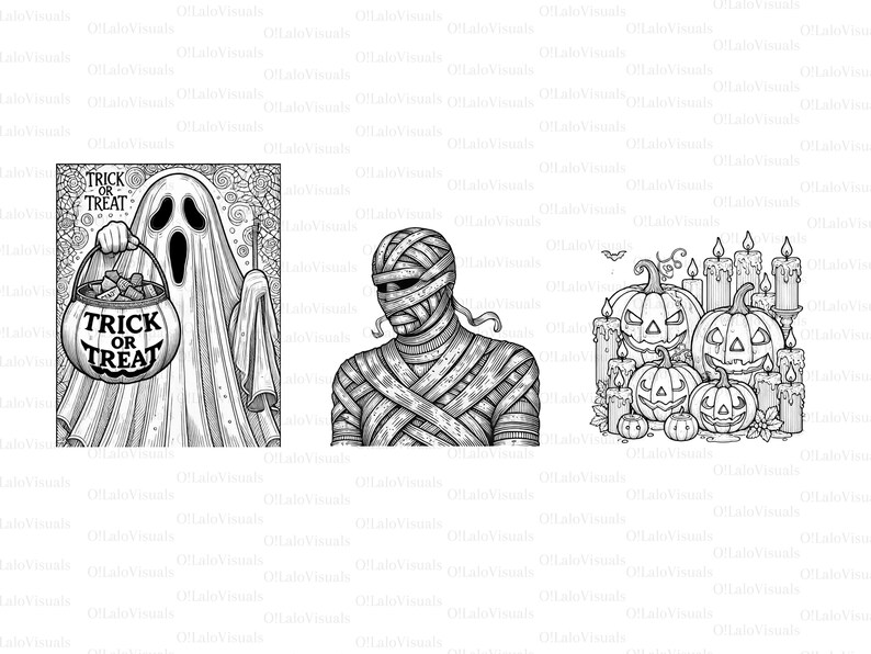 Spooky Hygge Coloring Pages 15 Halloween Pages High Quality Instant ...