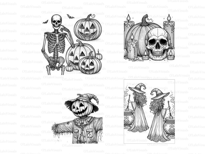 Spooky Hygge Coloring Pages 15 Halloween Pages High Quality Instant ...