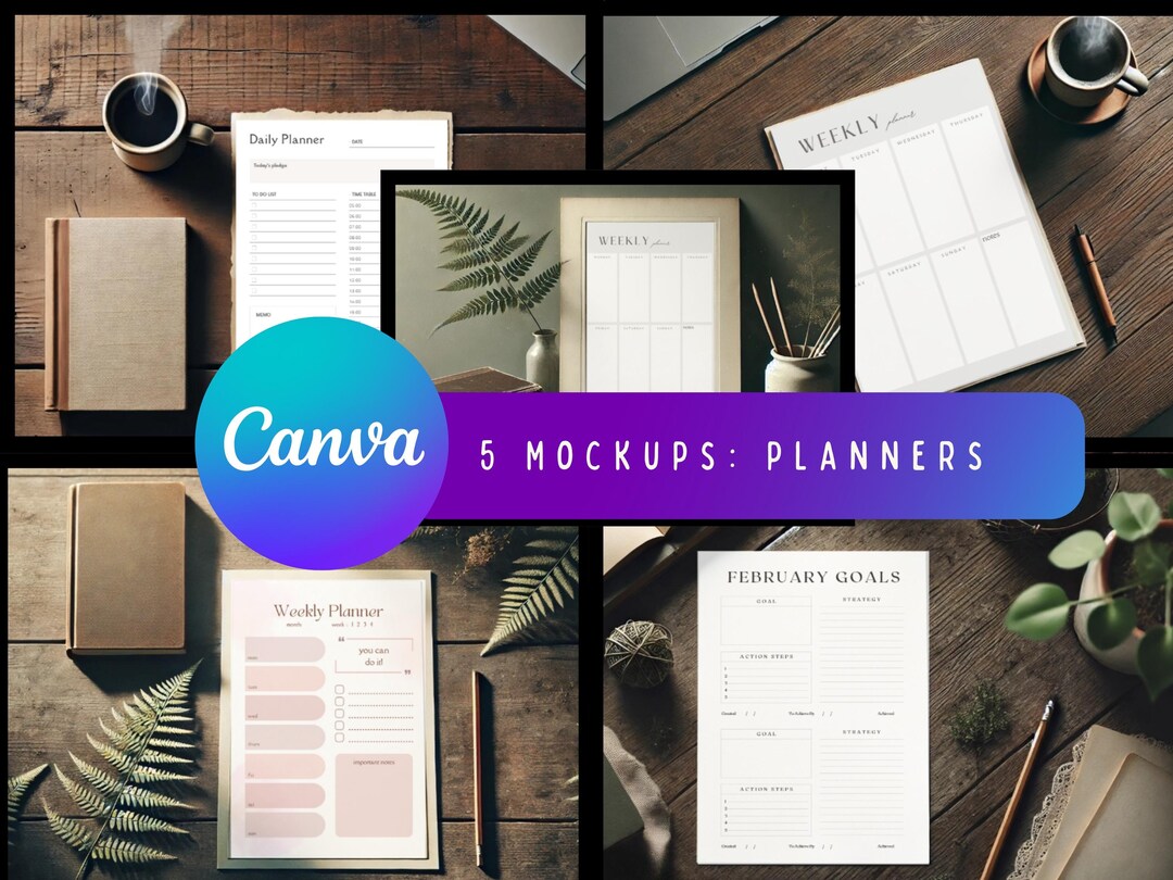 Canva Planner Mockup: Rustic A4 Template With Wooden Desk (digital ...