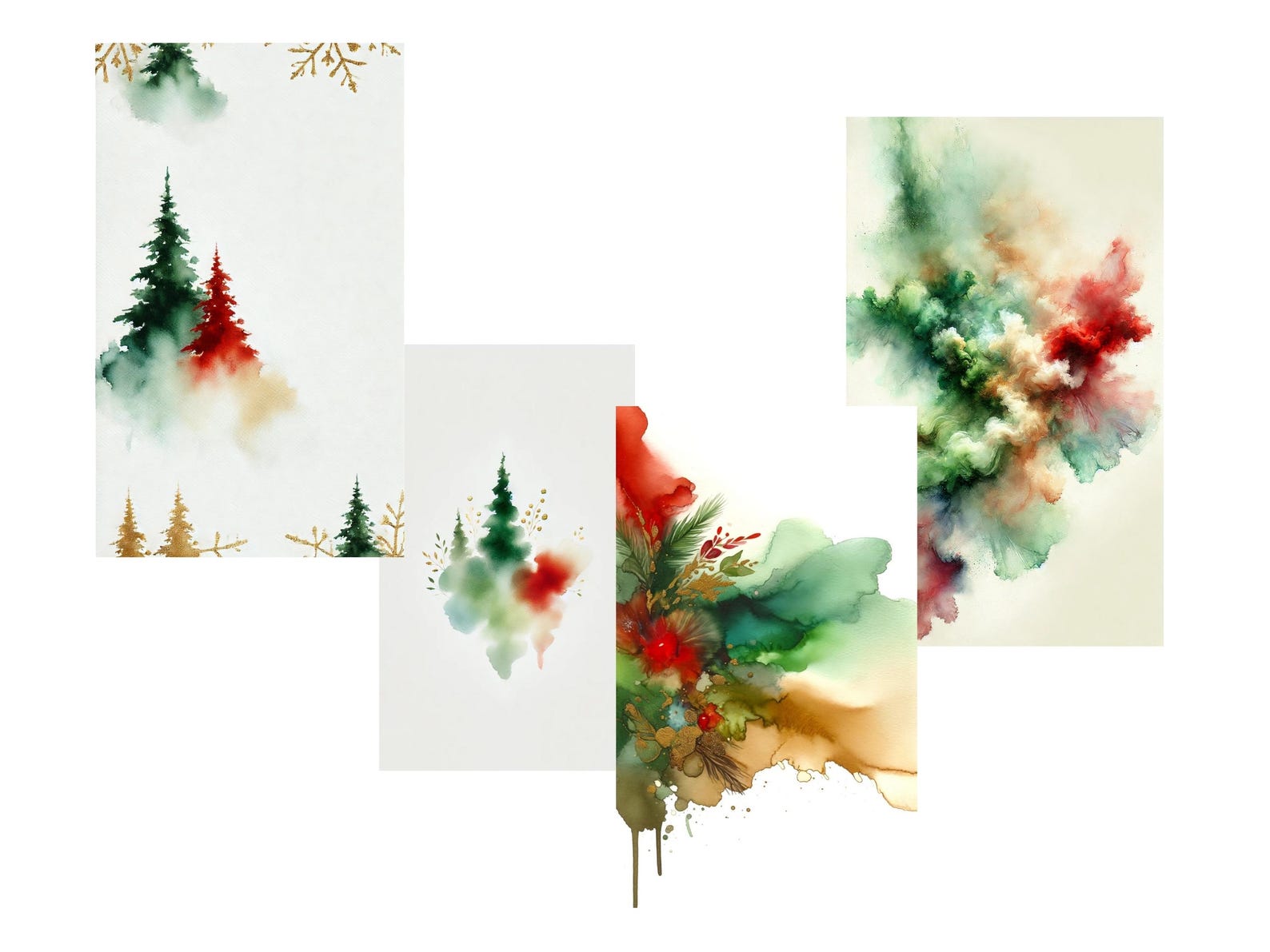 Watercolor Christmas Digital Paper: Festive Scrapbook Pages (digital ...