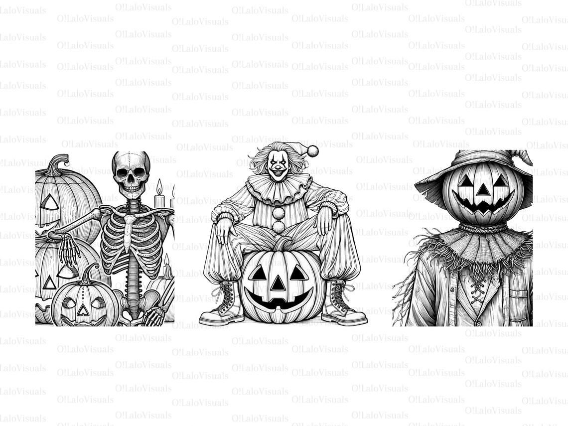 Halloween Coloring Pages: 15 Spooky Designs (PDF Download) - Etsy