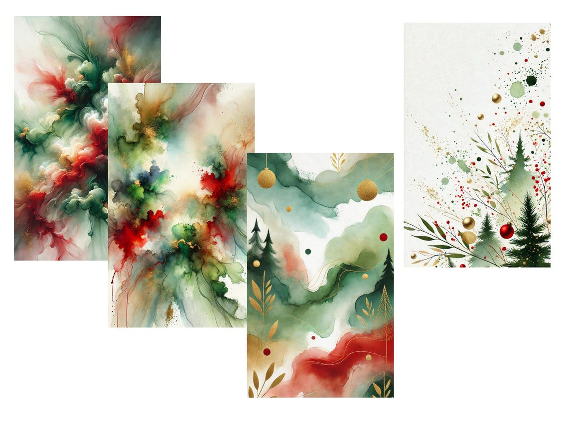 Watercolor Christmas Digital Paper: Festive Scrapbook Pages (digital ...
