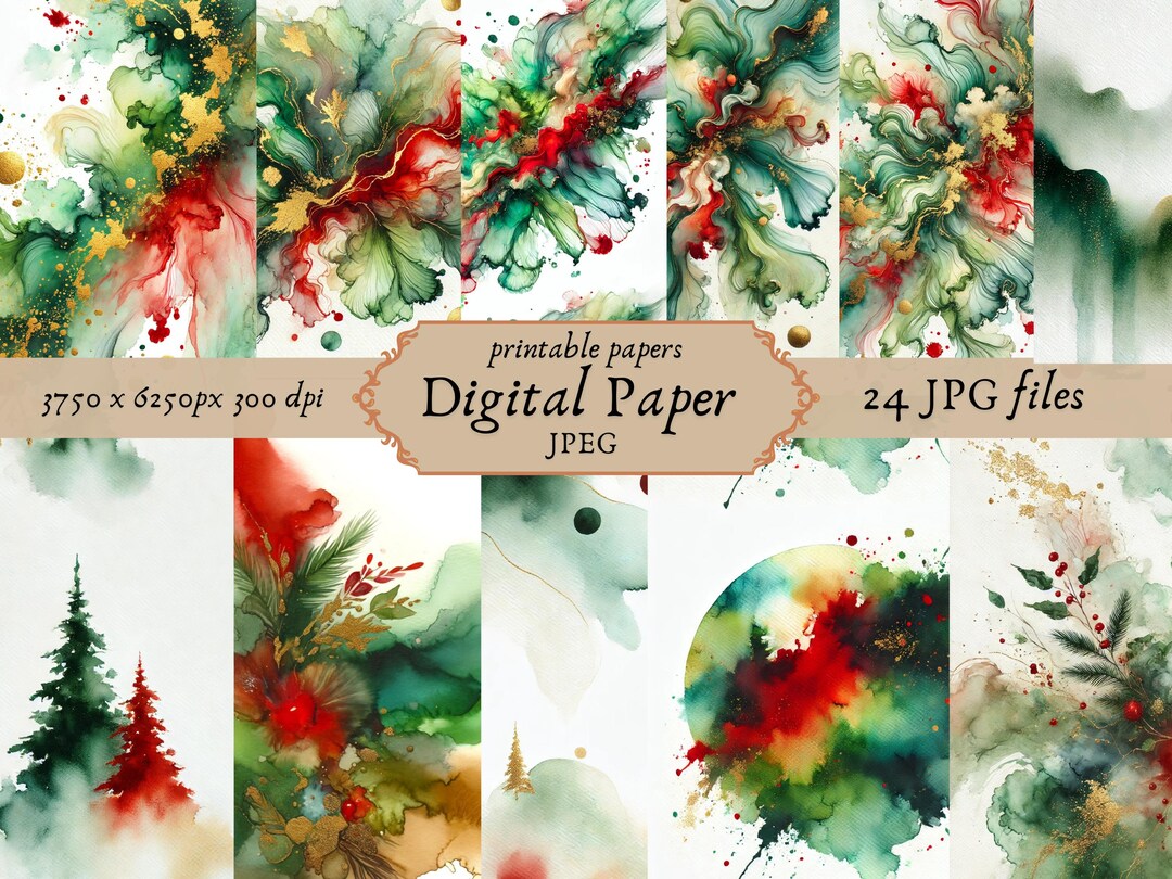 Watercolor Christmas Digital Paper: Festive Scrapbook Pages (digital ...