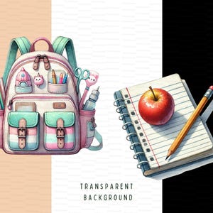 Back to School Clipart Bundle Printable | 10 High-quality PNG Files ...