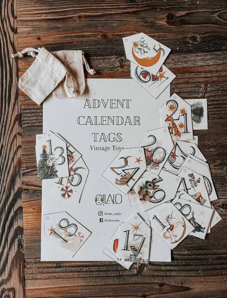 Printable Christmas Advent Calendar Number Tags: DIY Decor (PDF) - Etsy
