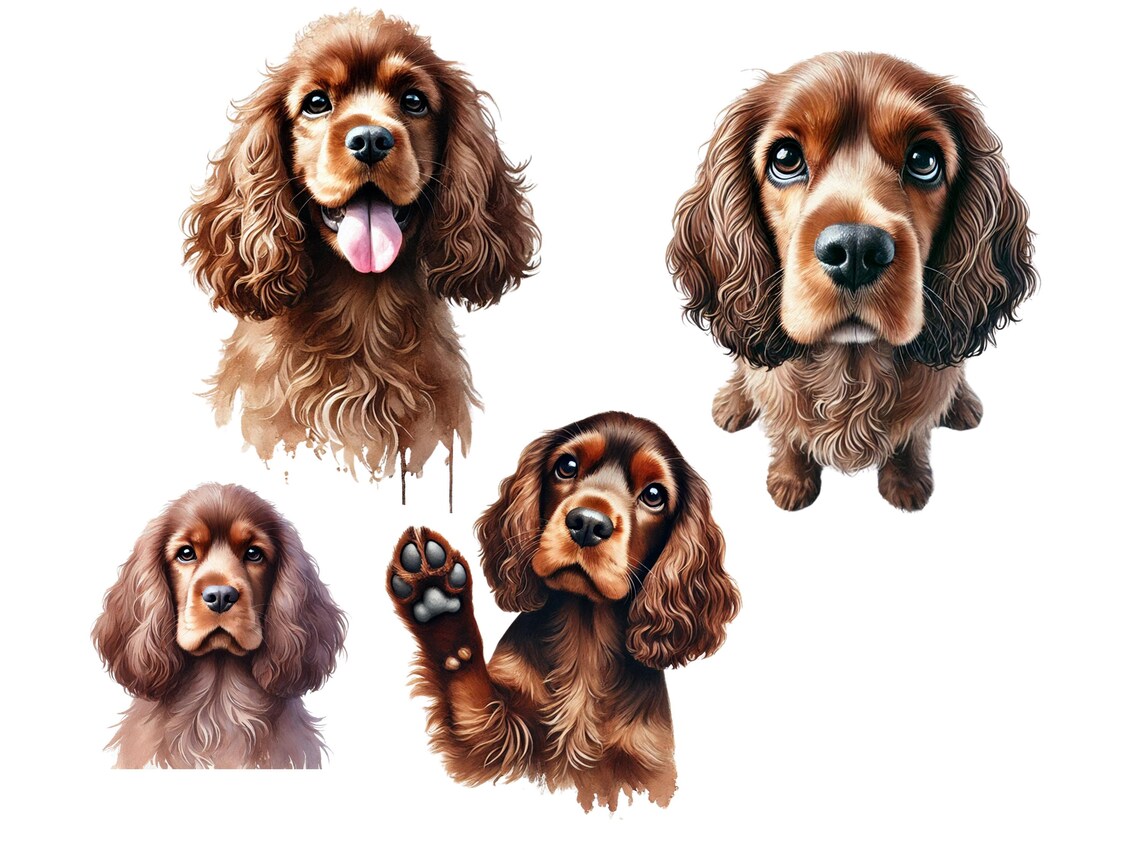 English Cocker Spaniel Clipart: Watercolor PNG Images (digital Download ...
