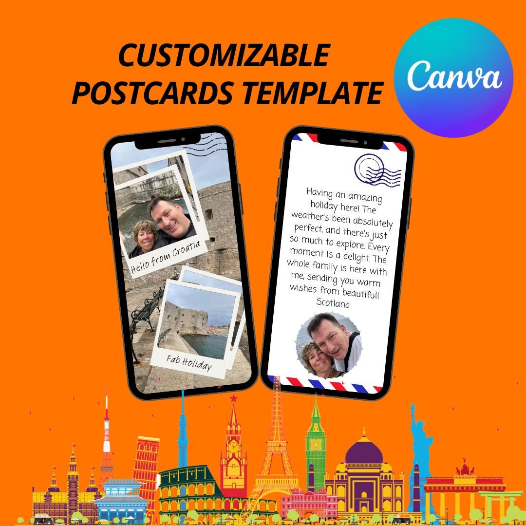 Editable Animated Digital Postcards Template. Photo Postcards, Travel ...