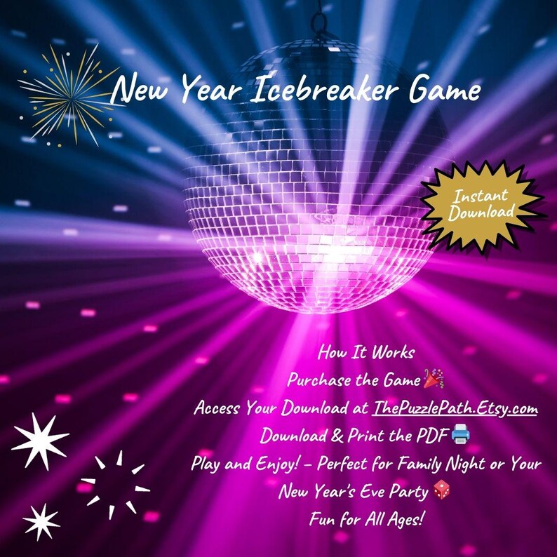 New Year's Eve Icebreaker Game | Roll and Tell Dice | Printable Party ...