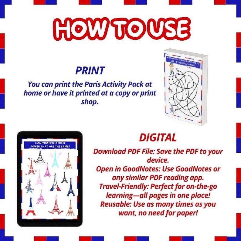 Paris French Activity Pack for Kids Educational and Fun Workbook With ...