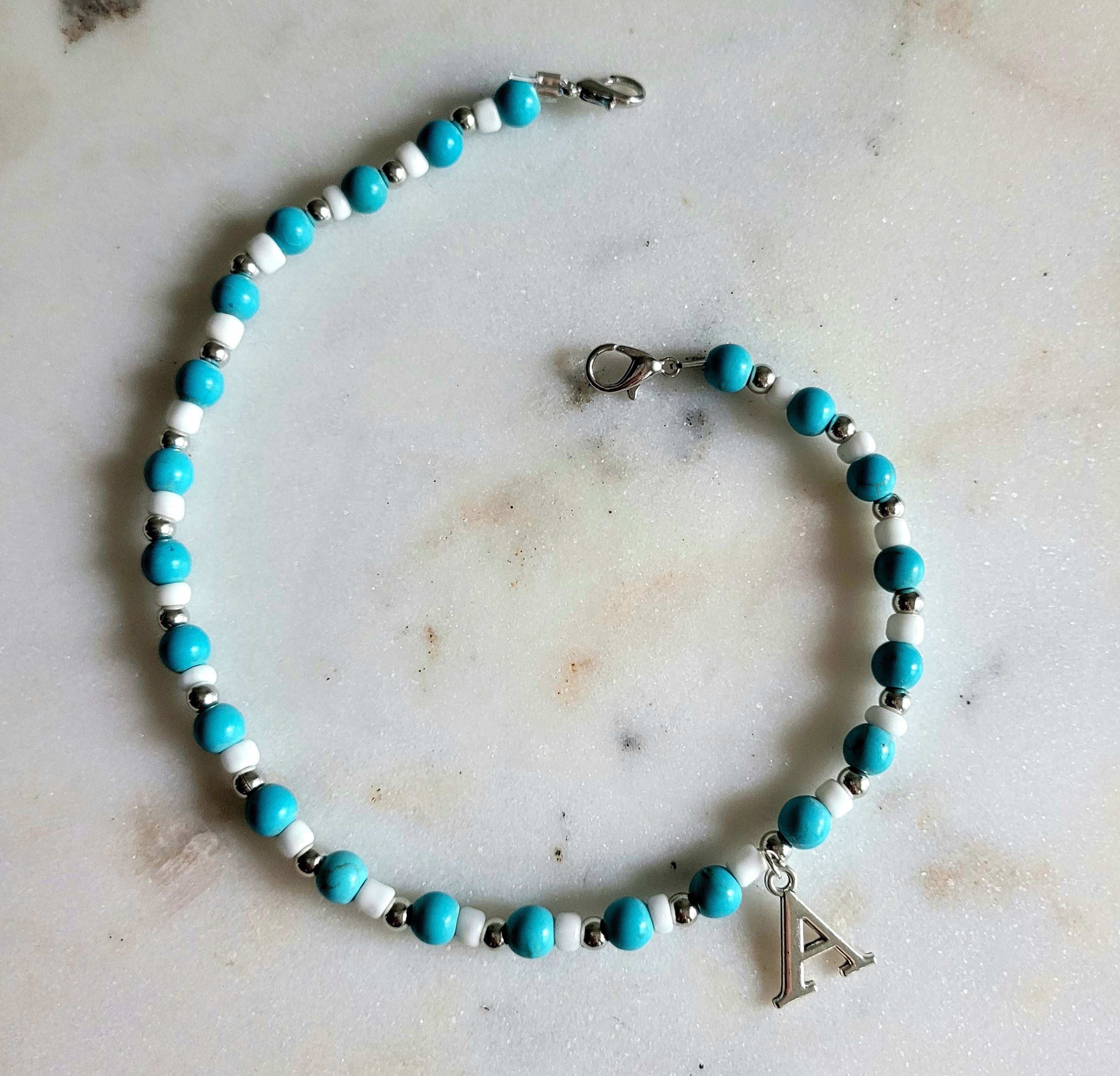 Beaded Trucker Hat Initial Turquoise Chain - Etsy