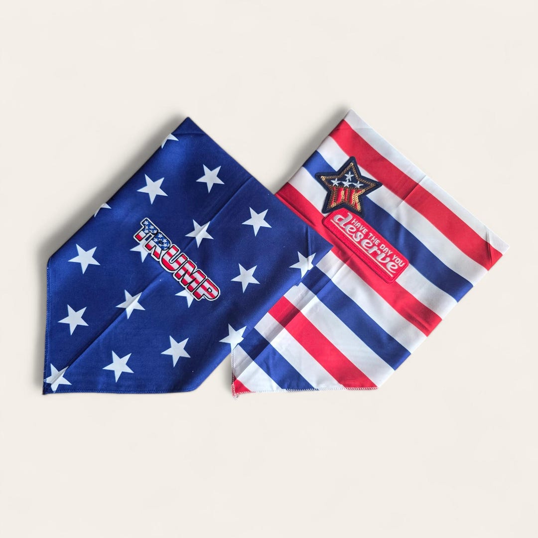 Trump 2 Pack Pet Bandana American Flag Fourth of July - Etsy