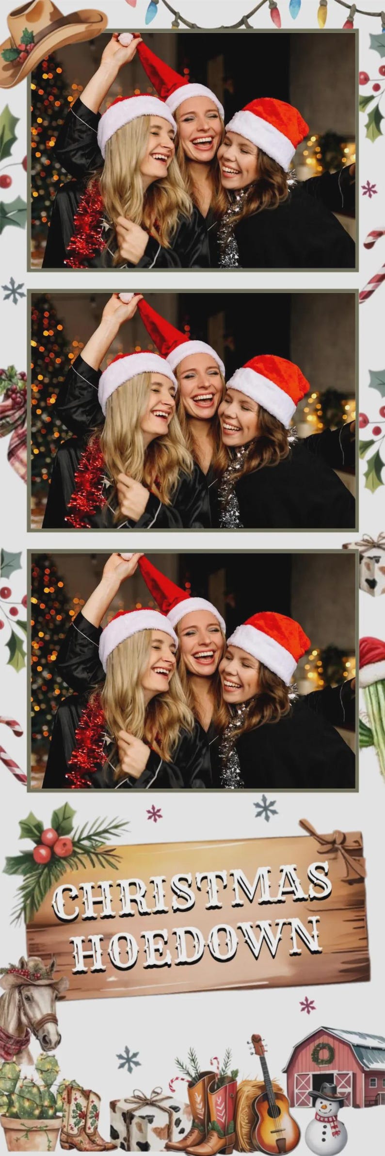 Hoedown Christmas Photobooth Template | Western Holiday PSD & Canva ...