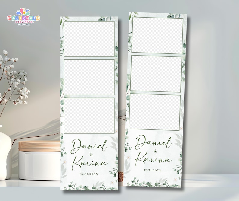 Sage Green Photo Booth Template - Editable PSD & Canva - Customizable ...