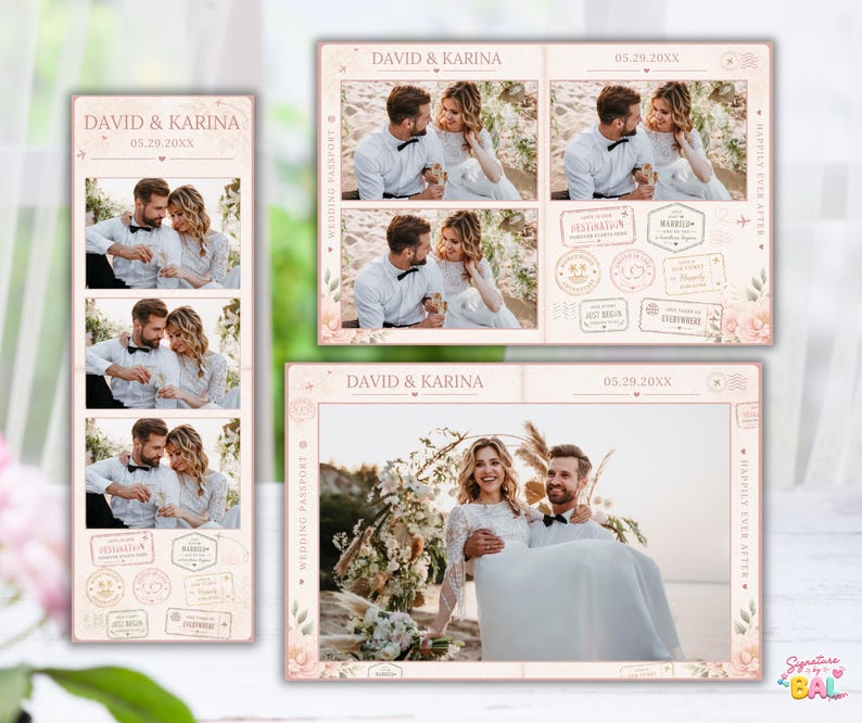 Passport Wedding Photobooth Template | Editable PSD & Canva | Travel ...