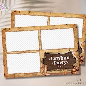 Cowboy Western Photobooth Template | Rustic Party Photo Booth Overlay ...