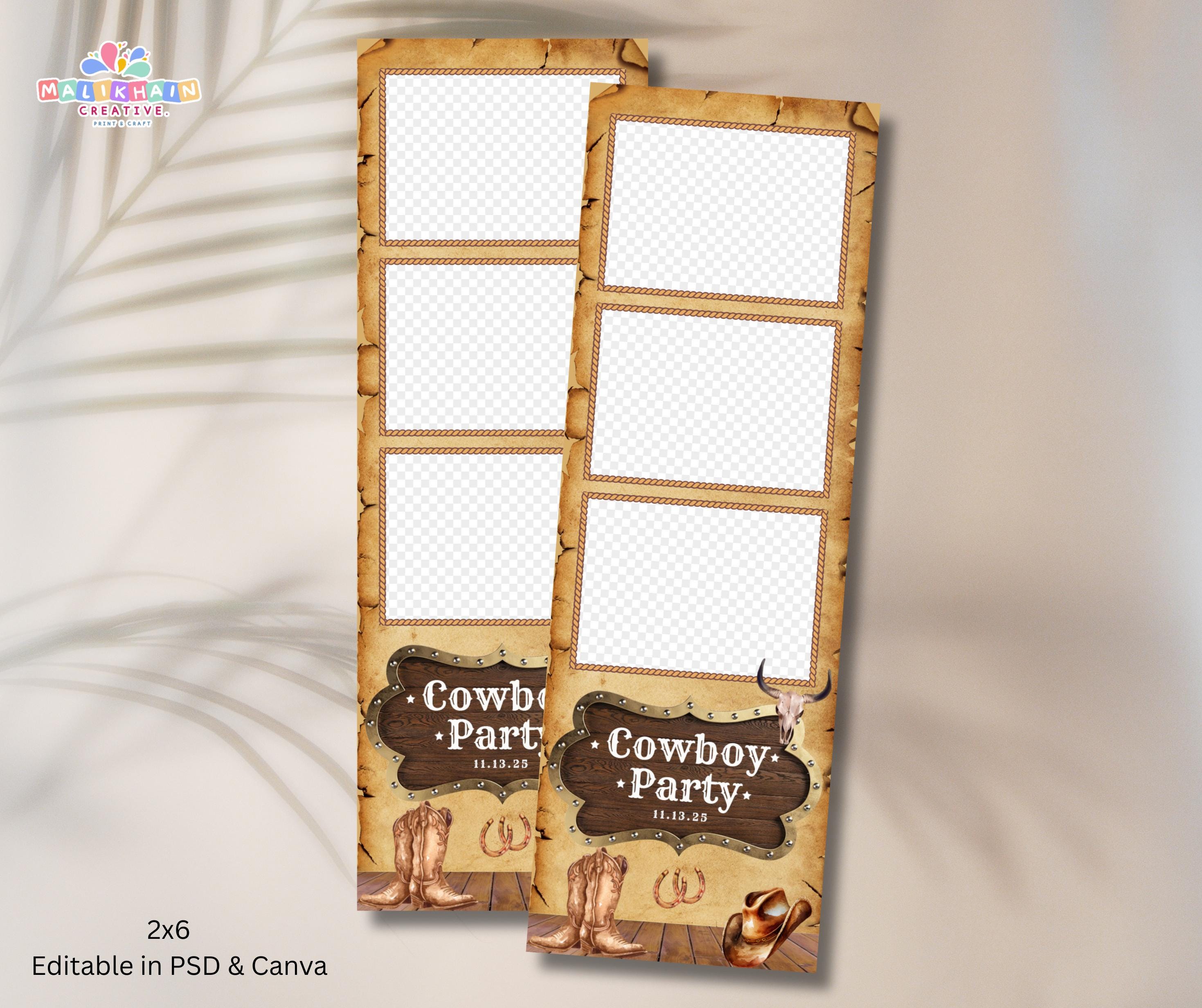 Cowboy Western Photobooth Template | Rustic Party Photo Booth Overlay ...