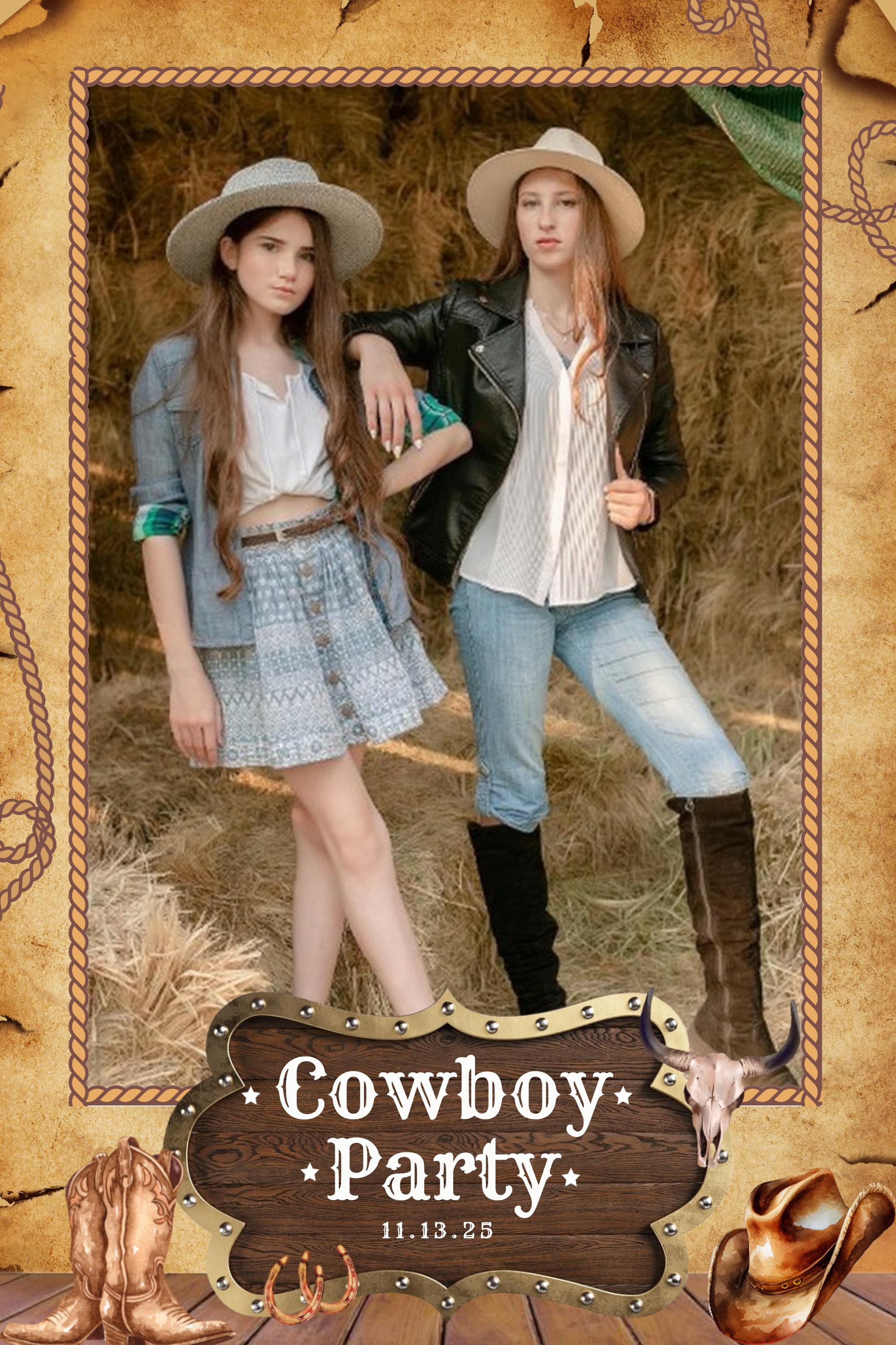 Cowboy Western Photobooth Template | Rustic Party Photo Booth Overlay ...