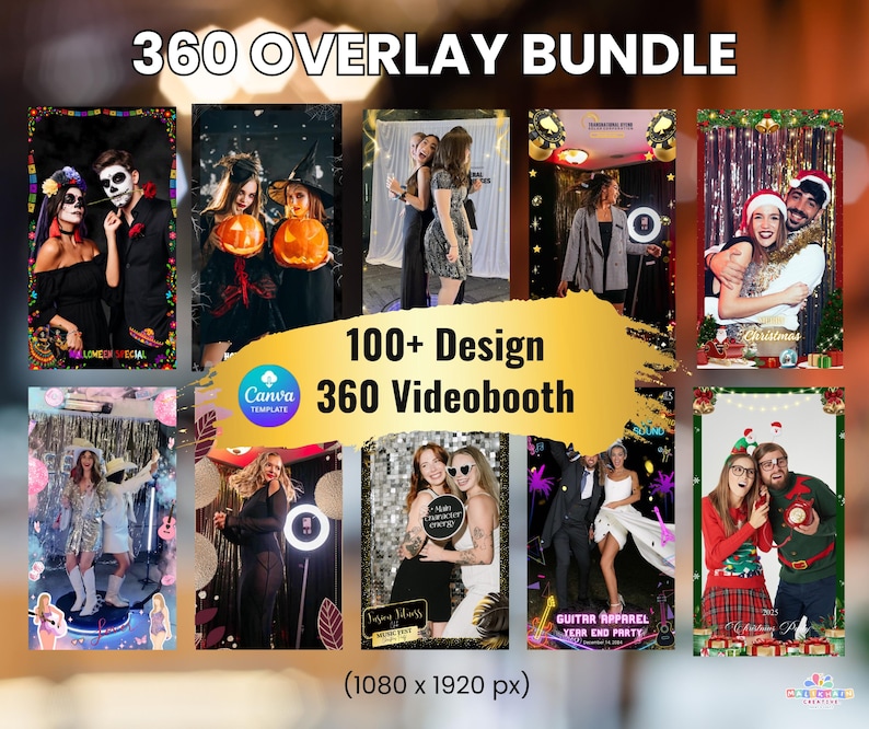 360 Spin Booth Video Overlay Templates | Canva Bundle (digital Download ...