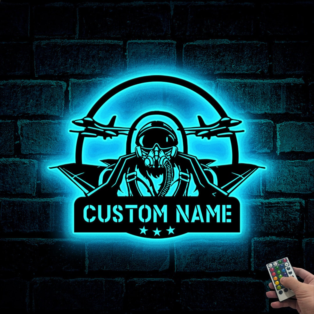 Custom Fighter Jet Metal Wall Art LED Personalized Aircraft Air Force ...