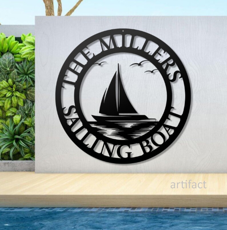 Personalized Sail Boat Metal Wall Art Sailing Custom Beach House Sign ...