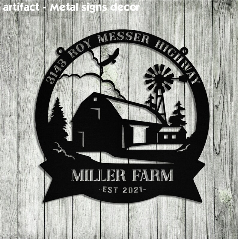 Custom Barn Windmill Metal Wall Art, Personalized Farm Animals Name ...