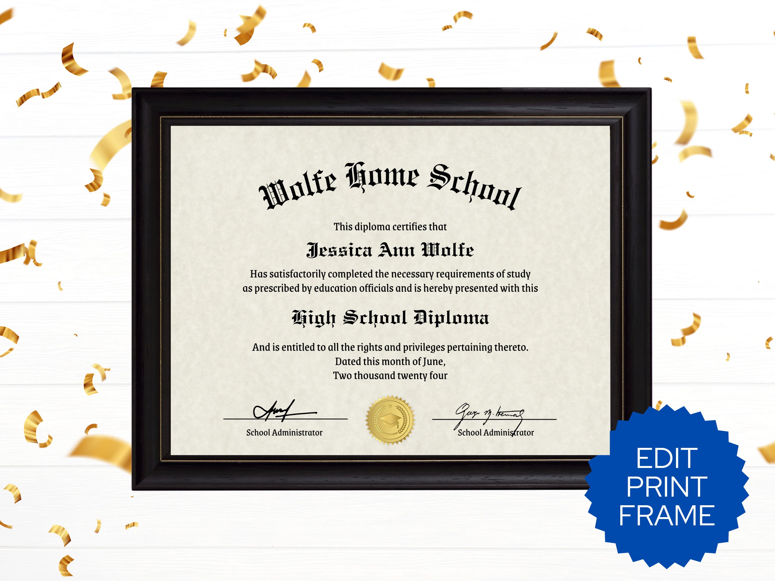 Custom Diploma, High School Diploma, Diploma Template, Diploma With ...