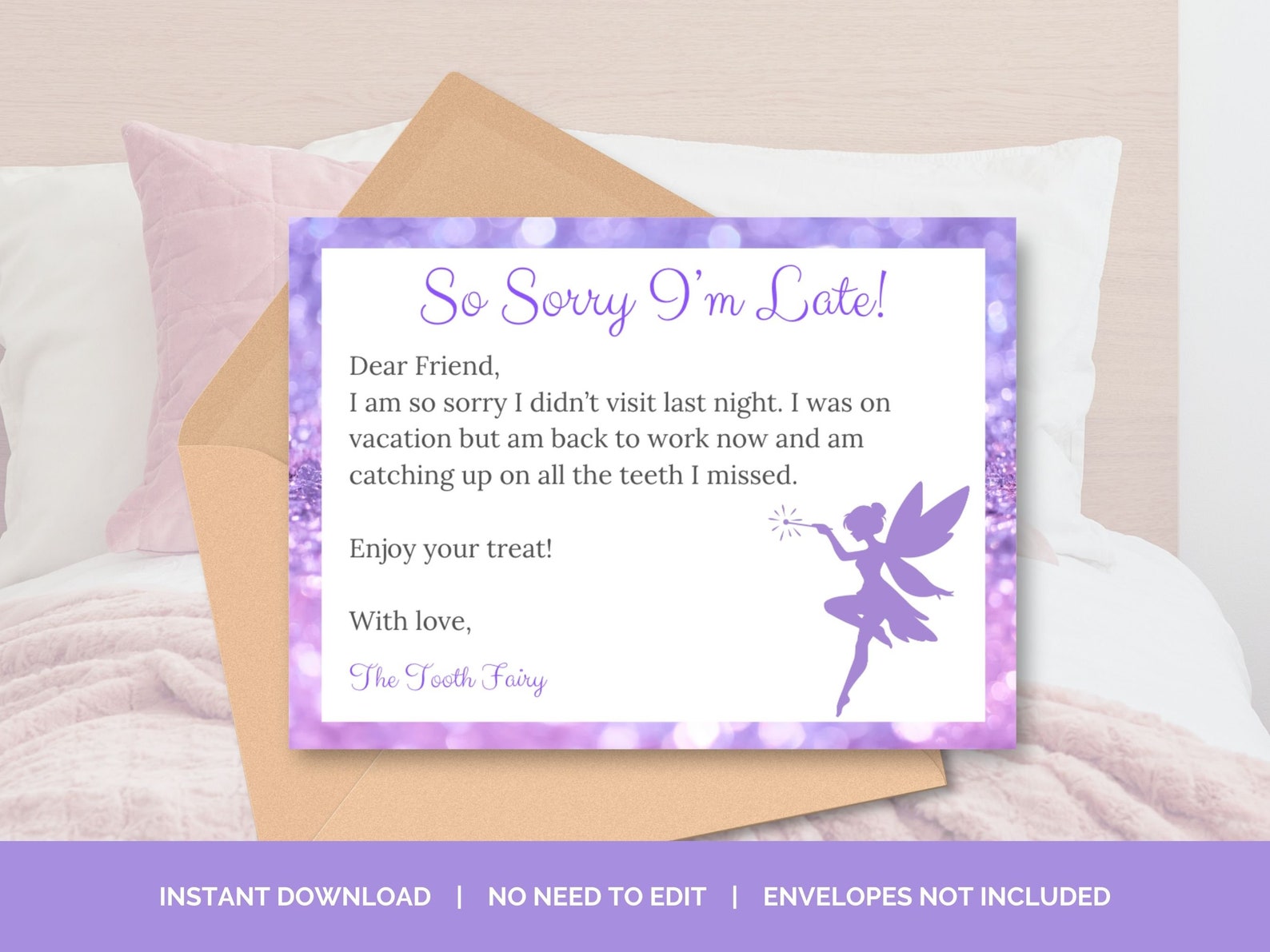 Tooth Fairy Letter Apology Notes, Tooth Fairy Missed Visit, Printable ...