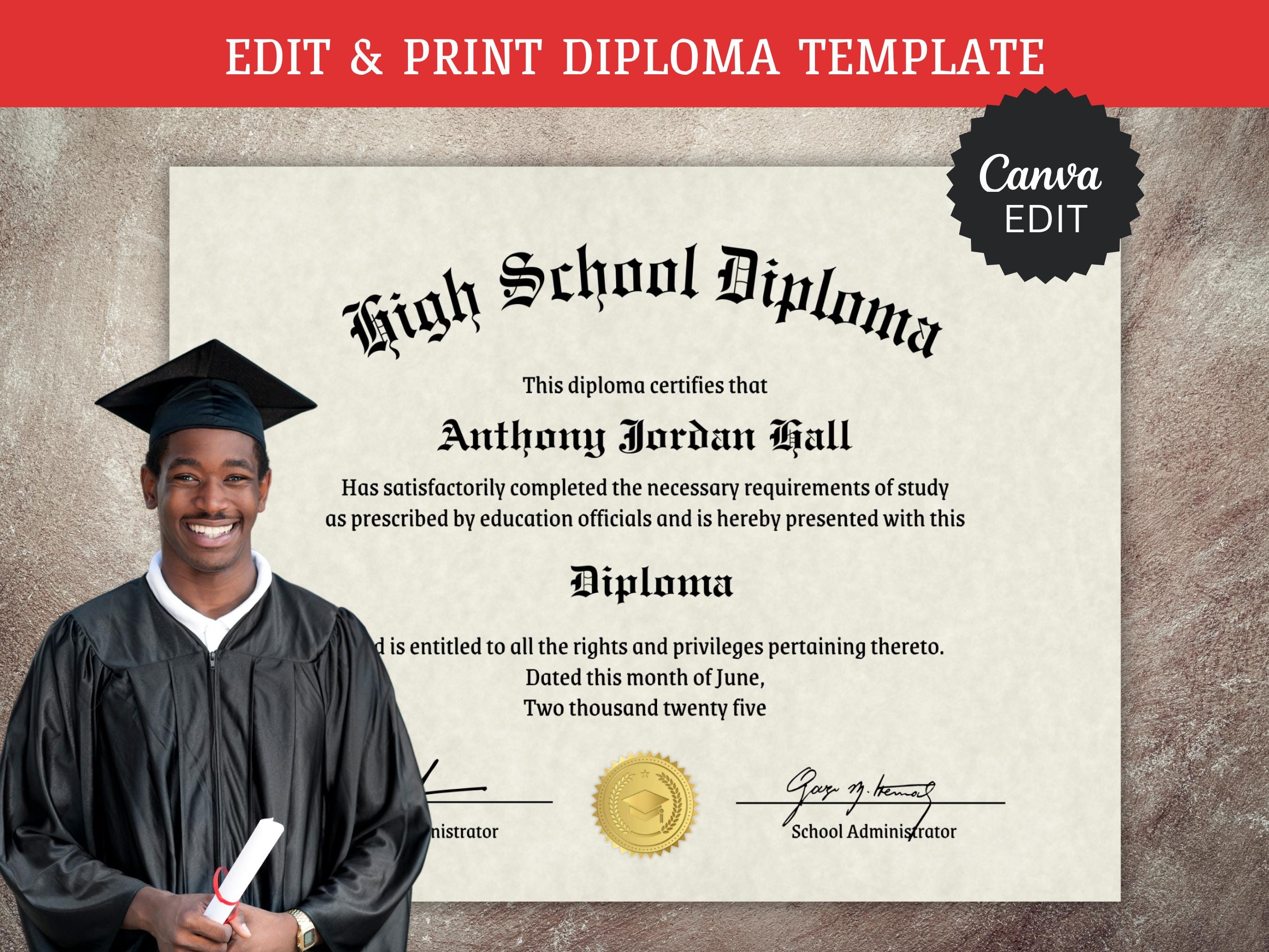 High School Diploma Template Edit Who Makes Personalized Diploma