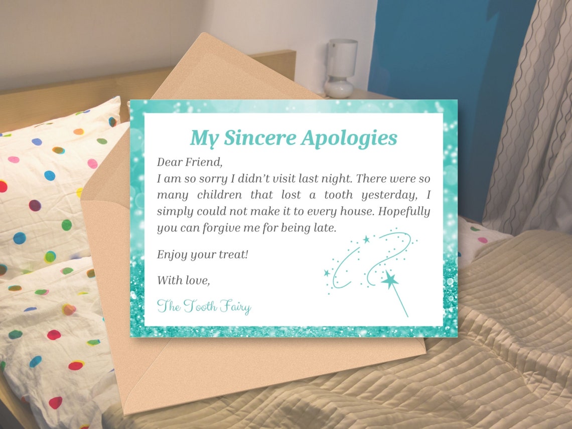 Tooth Fairy Letter Apology Notes, Tooth Fairy Missed Visit, Printable ...