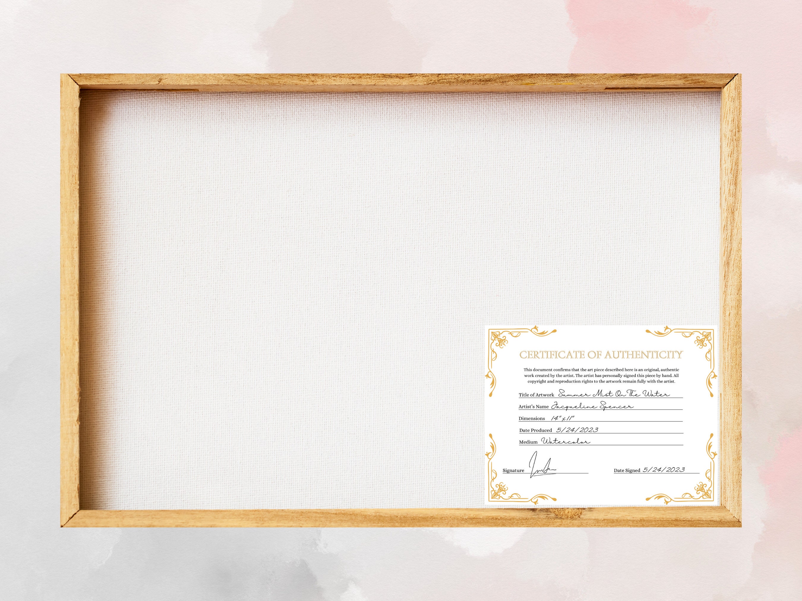 Certificate of Authenticity for Art, Artwork Authenticity Certificate ...