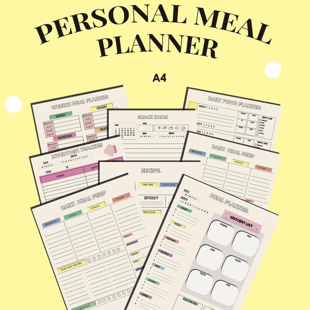Weekly Meal Planner Printable - Food Organizer, Grocery List & Budget ...