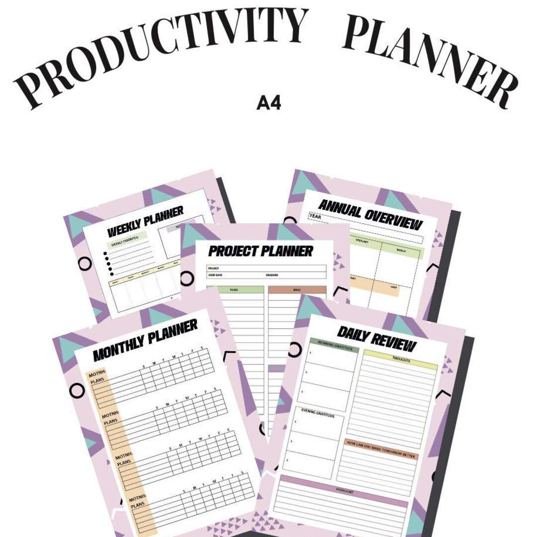 Productivity Planner PDF - Printable Goal Setting and Daily Organizer ...
