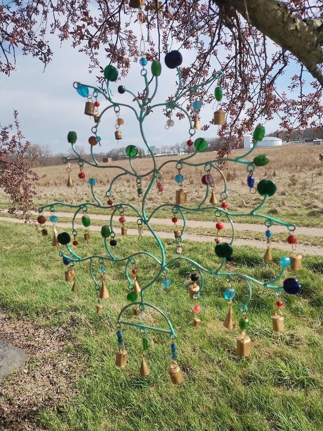 Tree of Life Wind Chime With Colorful Glass Beads for Outside best Gift ...