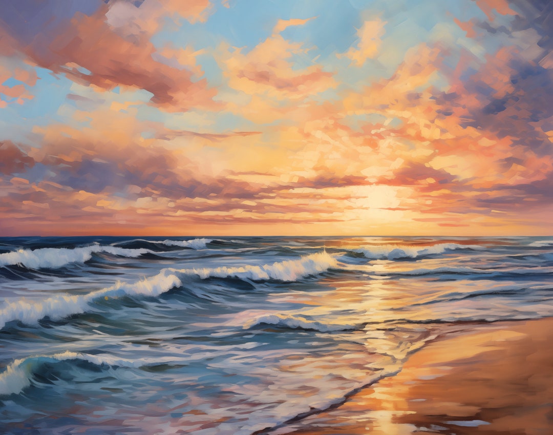 Sunset on the Beach, Digital Download, Wall Art, Beach Scene - Etsy